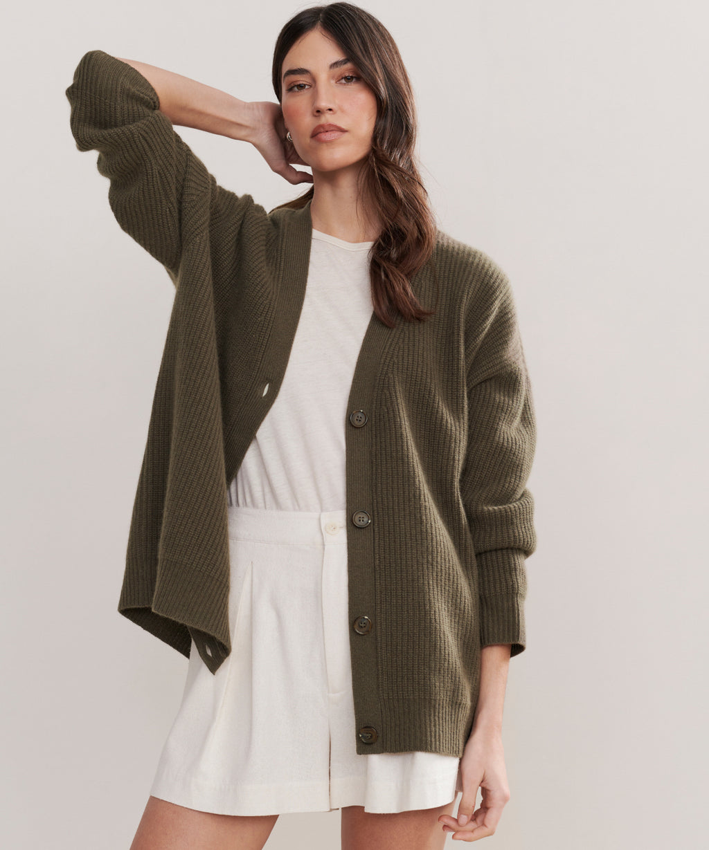 Women's Cashmere Cocoon Cardigan Olive | Jenni Kayne