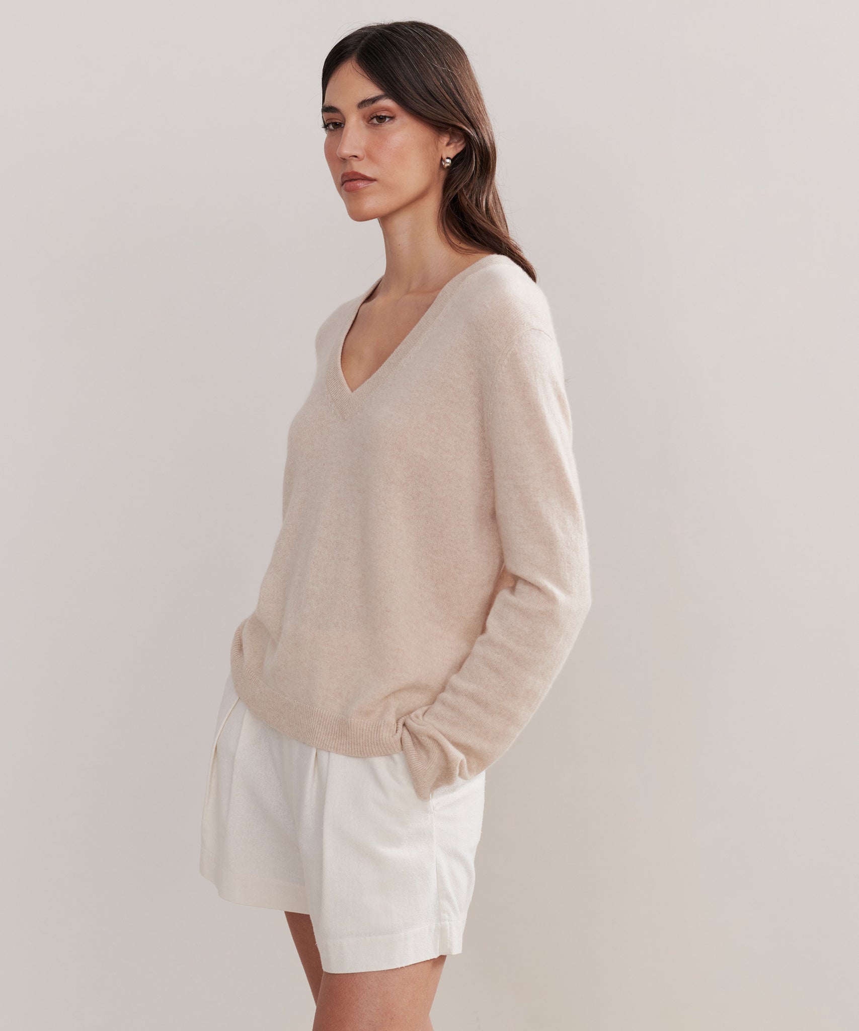 Women's Flynn Cashmere Sweater Oatmeal | Jenni Kayne